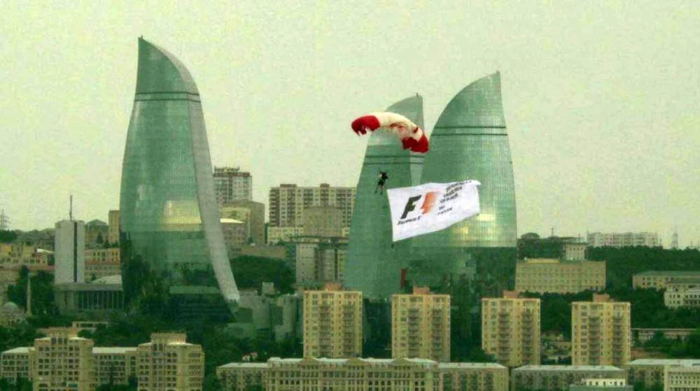 Red Bull Skydivers support 2016 Formula One Grand Prix of Europe PHOTO