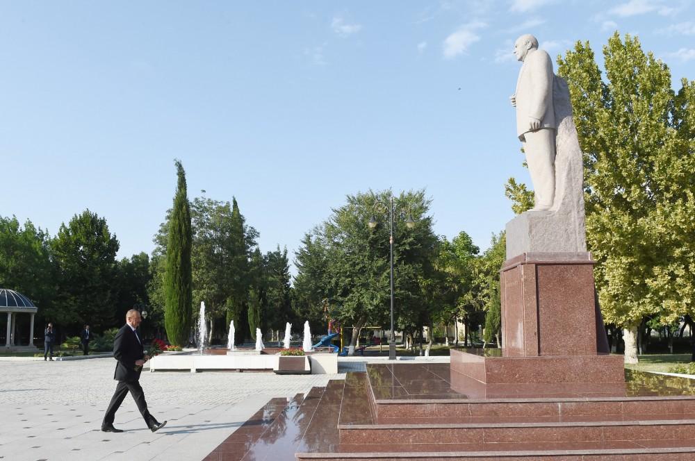 Ilham Aliyev arrives in Samukh district for visit [PHOTO]