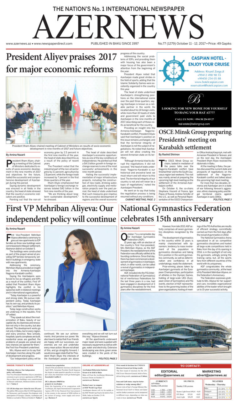 AZERNEWS releases another print issue