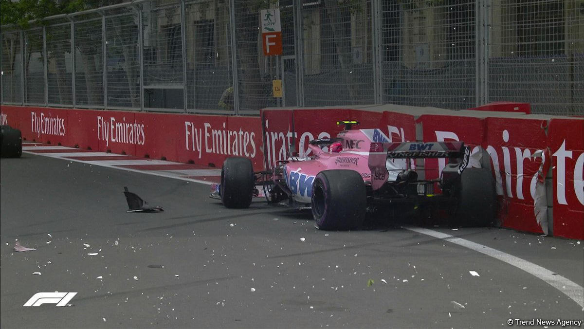 Accident occurs in first minutes of Formula 1 Azerbaijan Grand Prix in ...
