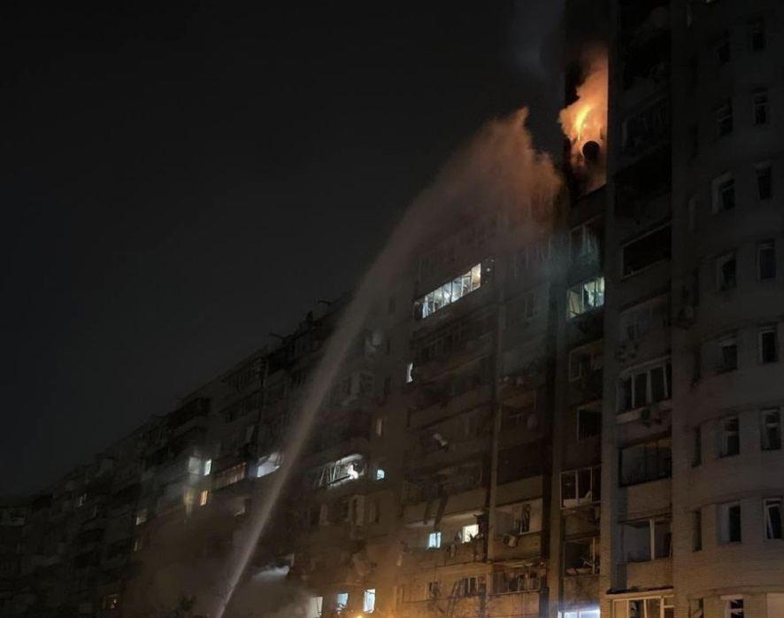 Kyiv reports fire in residential building after being hit by rocket ...