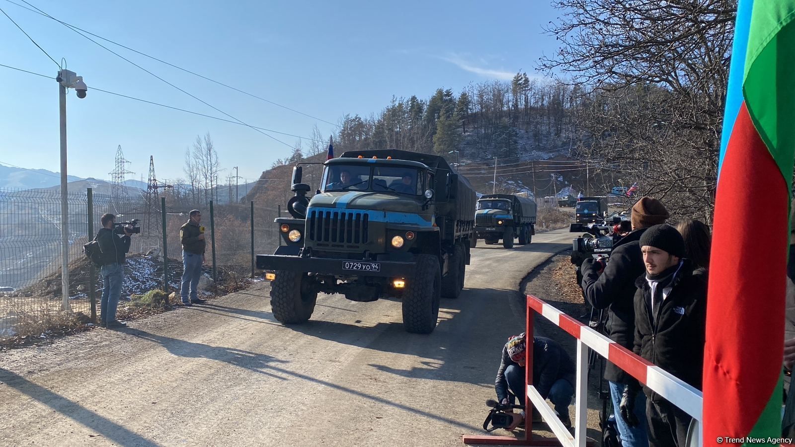 Russian Peacekeepers' supply vehicles pass freely along Azerbaijan's ...