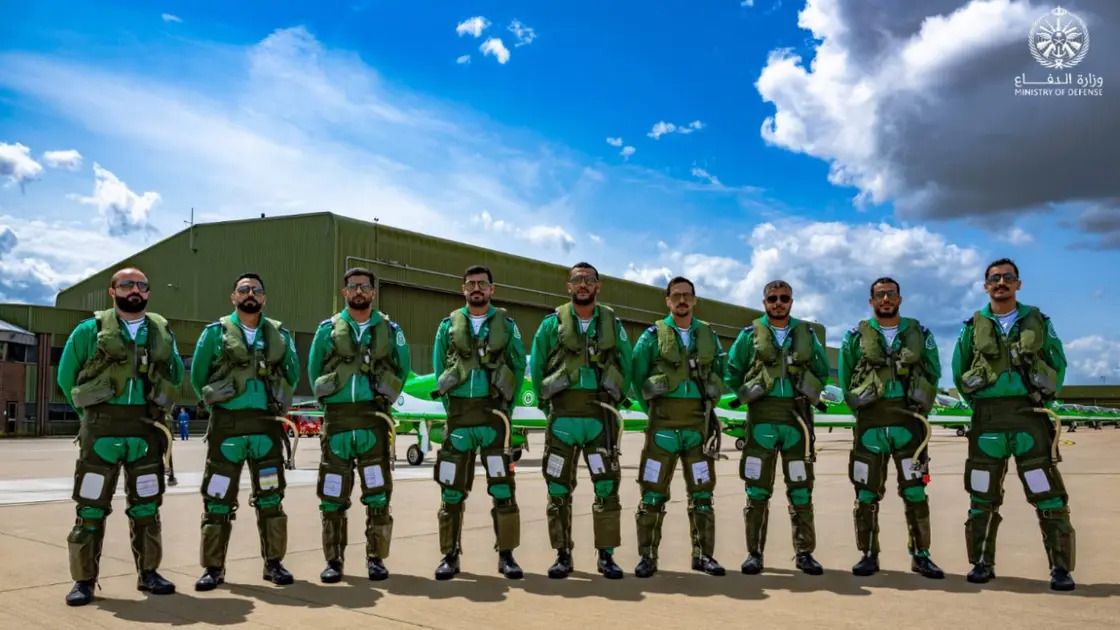 Saudi Falcons Aerobatic Team arrives in Britain for RIAT airshow