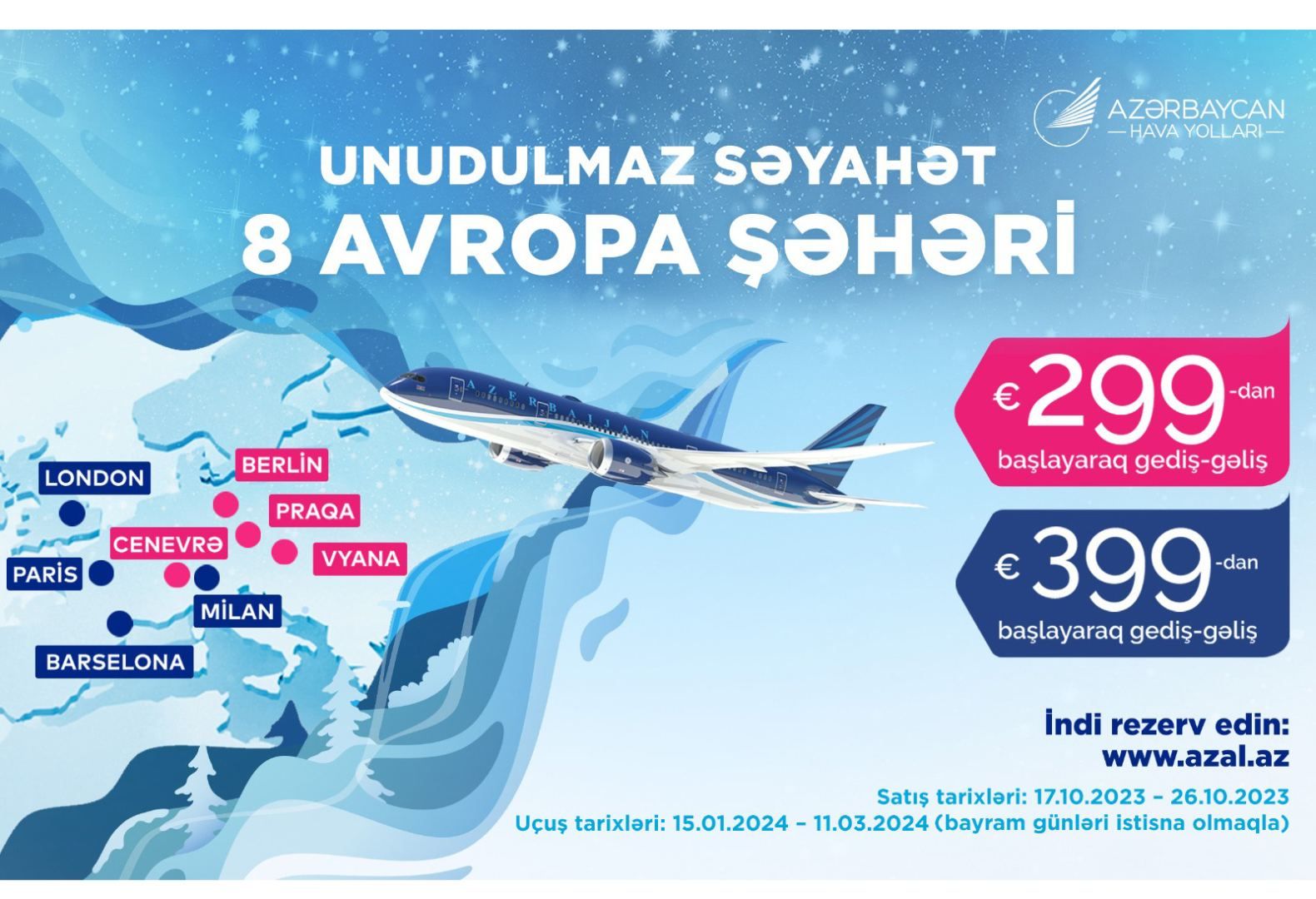 Special offer from AZAL: an unforgettable journey to 8 European cities