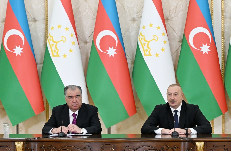 Presidents Of Azerbaijan And Tajikistan Make Press Statements [photos