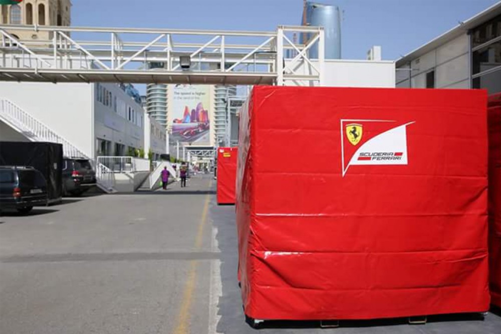 First F1 & GP2 cargo containers arrive in Baku City Circuit