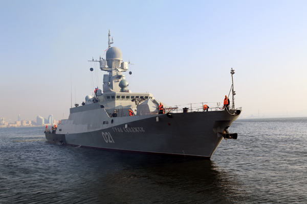 Russian Caspian Flotilla's ships seen in Baku port